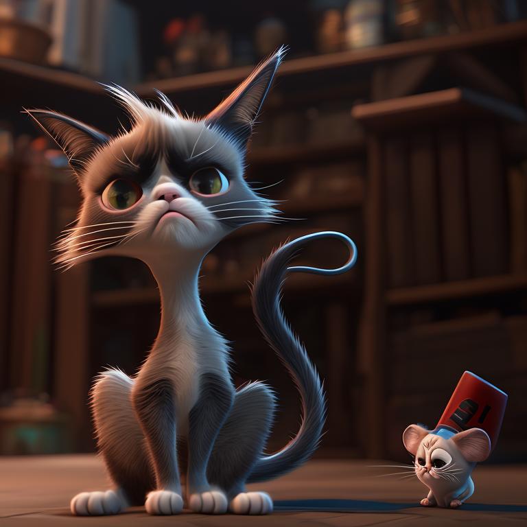 thiccFlair: Grumpy Cat exhausted from chasing mischievous ninja mouse