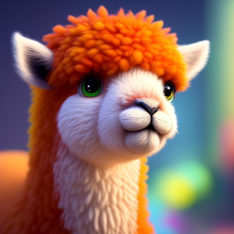 Trish318: A 3D sweet cheerful alpaca inspired by pixar animation style