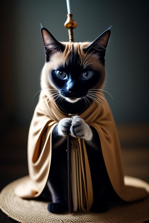 loose-oryx828: A Siamese cat dressed up as a wizard, wearing a long ...