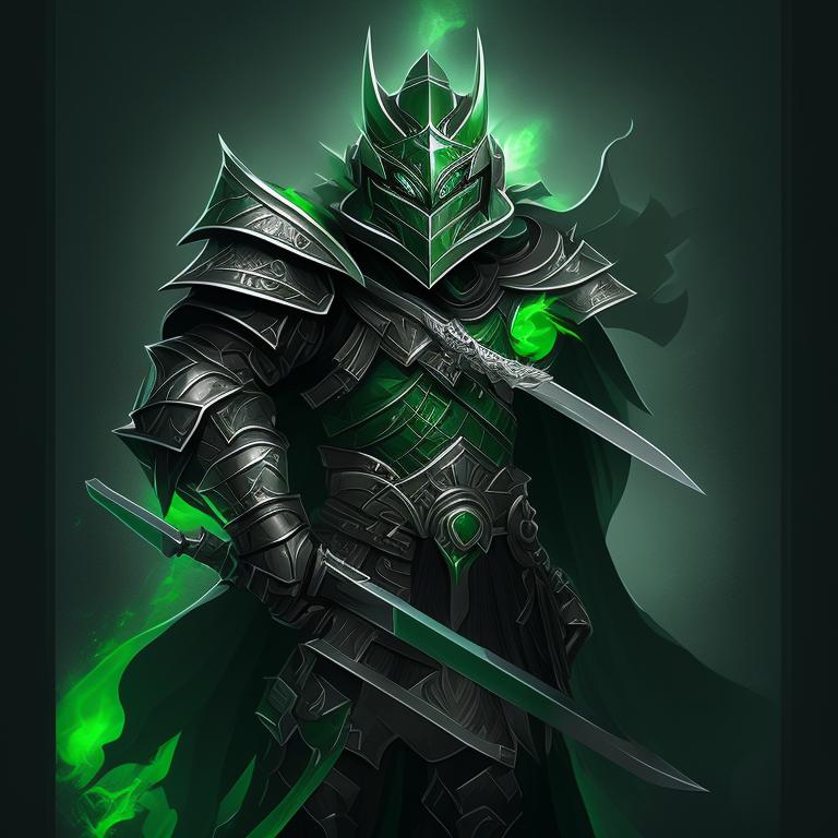 drakced: stylized cover art of a green and silver knight, black ...