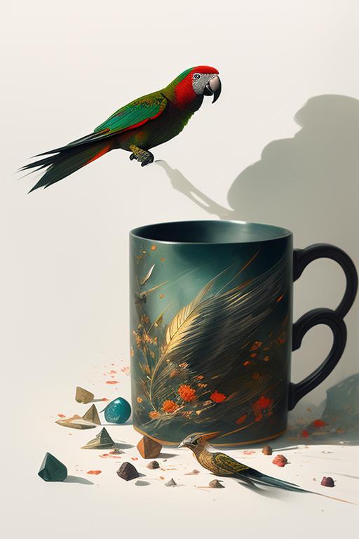 BrunoStarling: parrot fighting flying mug