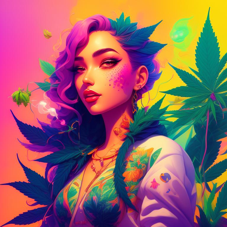 guilty-llama160: full body cannabis character called Forbidden Fruits, smoking weed, fruits and ...