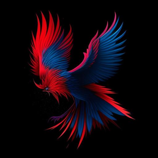 stained-swan681: Digital Phoenix - A Vector Design with Dramatic Lighting