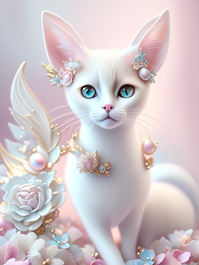 Foul-Rabbit: Porcelain Figurine of an elegant Siamese cat, dreamy ...