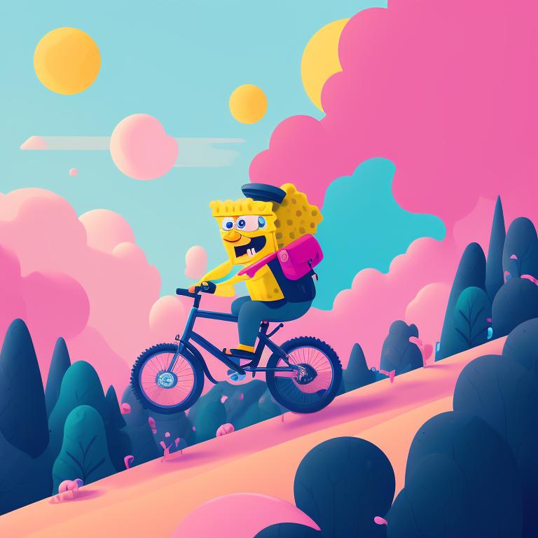 green-jackal41: SpongeBob SquarePants riding a bike down a hill