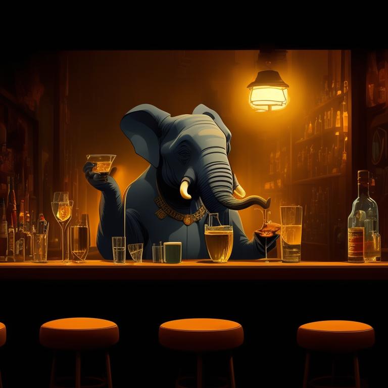 Elephant Drinking Beer Cartoon