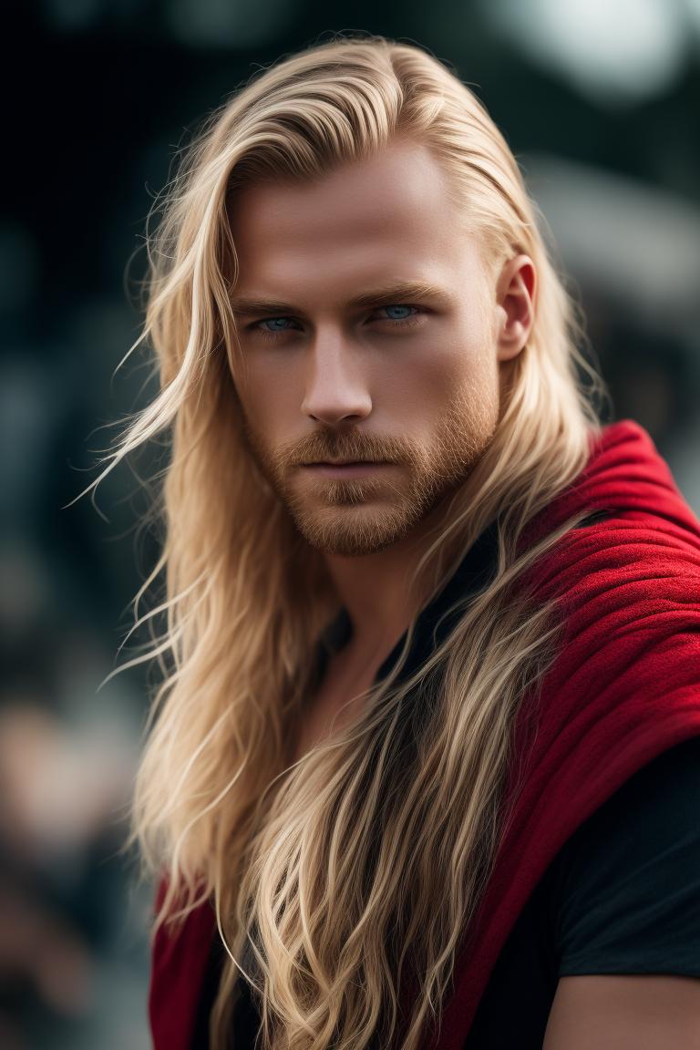 aryapratm: Thor, Marvel, Clean shave, Long hair blonde, Thor suit, With ...
