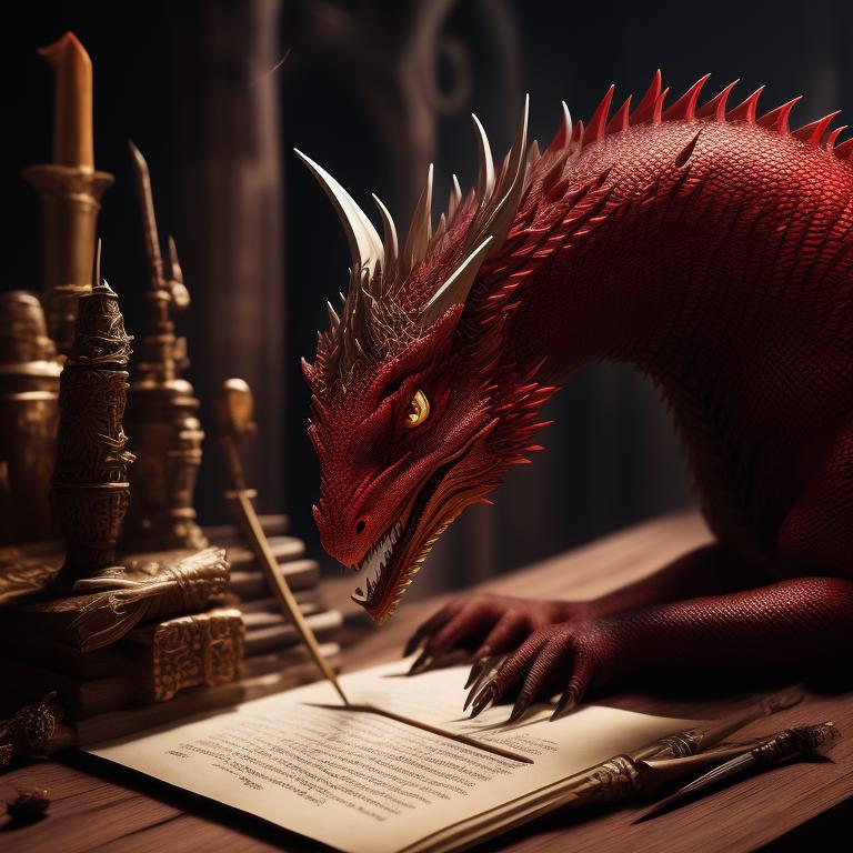 hot-quetzal354: a red dragon si amid medieval writing implements such ...