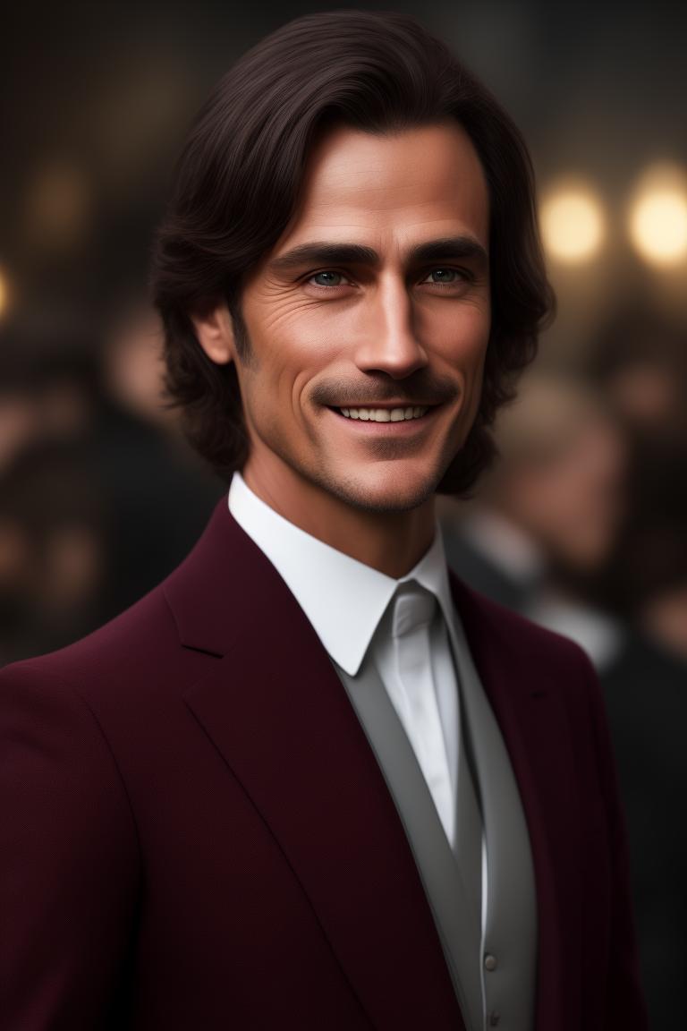 stained-bat904: a man resembling Christoph Waltz, long dark hair ...