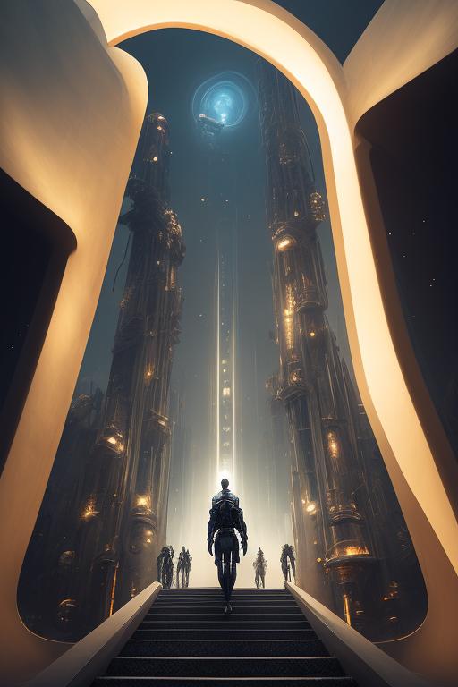 Galumpasaurus: Group walking up stairs, low angle, heroic, dramatic ...