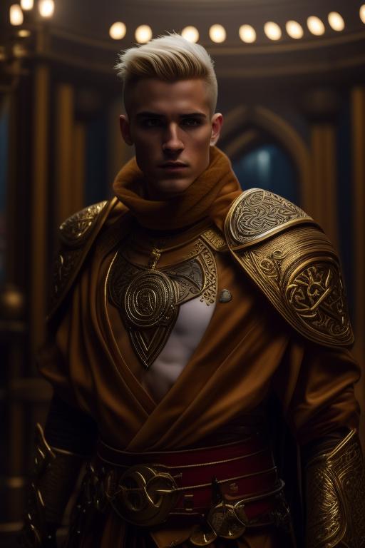 Trinixerina: Handsome young noble fighter, front view, Celtic, blonde ...