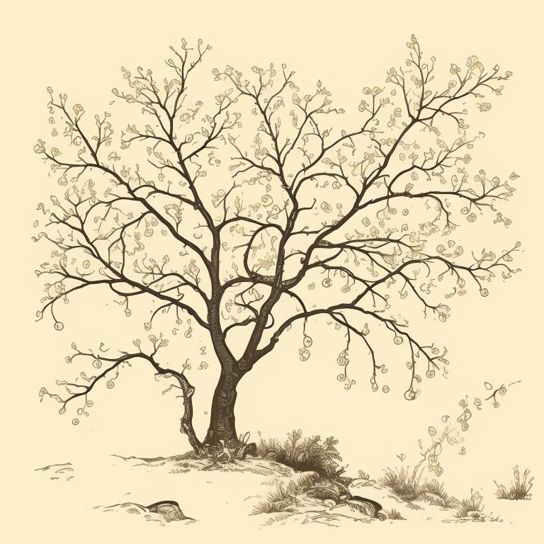 Apple Tree Pencil Drawing