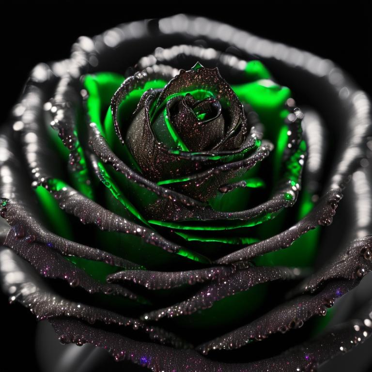 SilverEvermoore: a ((green spider)) sitting on a ((jet black rose ...