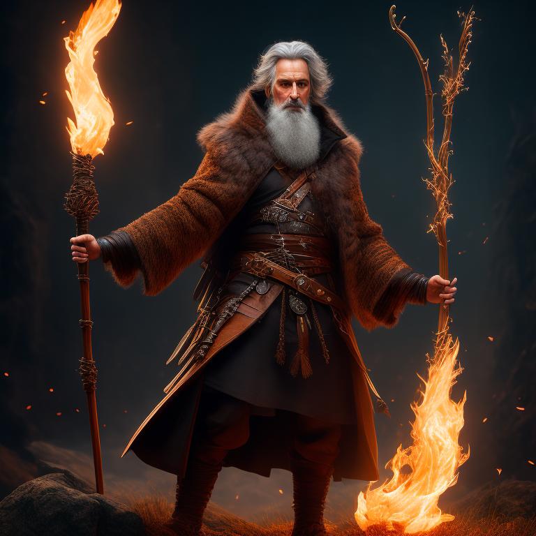 ProdigalMonk: a relaxed male middle aged druid in animal furs