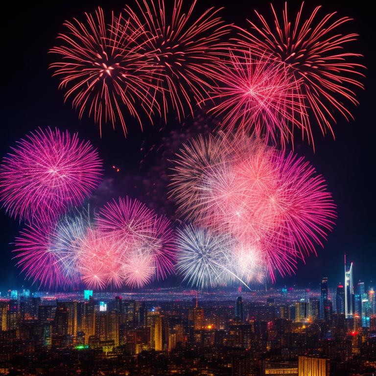 rapid-weasel234: Photo 8k of the Fireworks over the big city ...