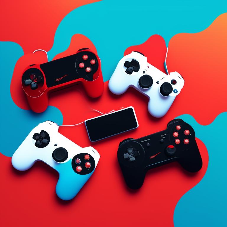 uneven-otter357: Create a whimsical image of blue and black gaming ...