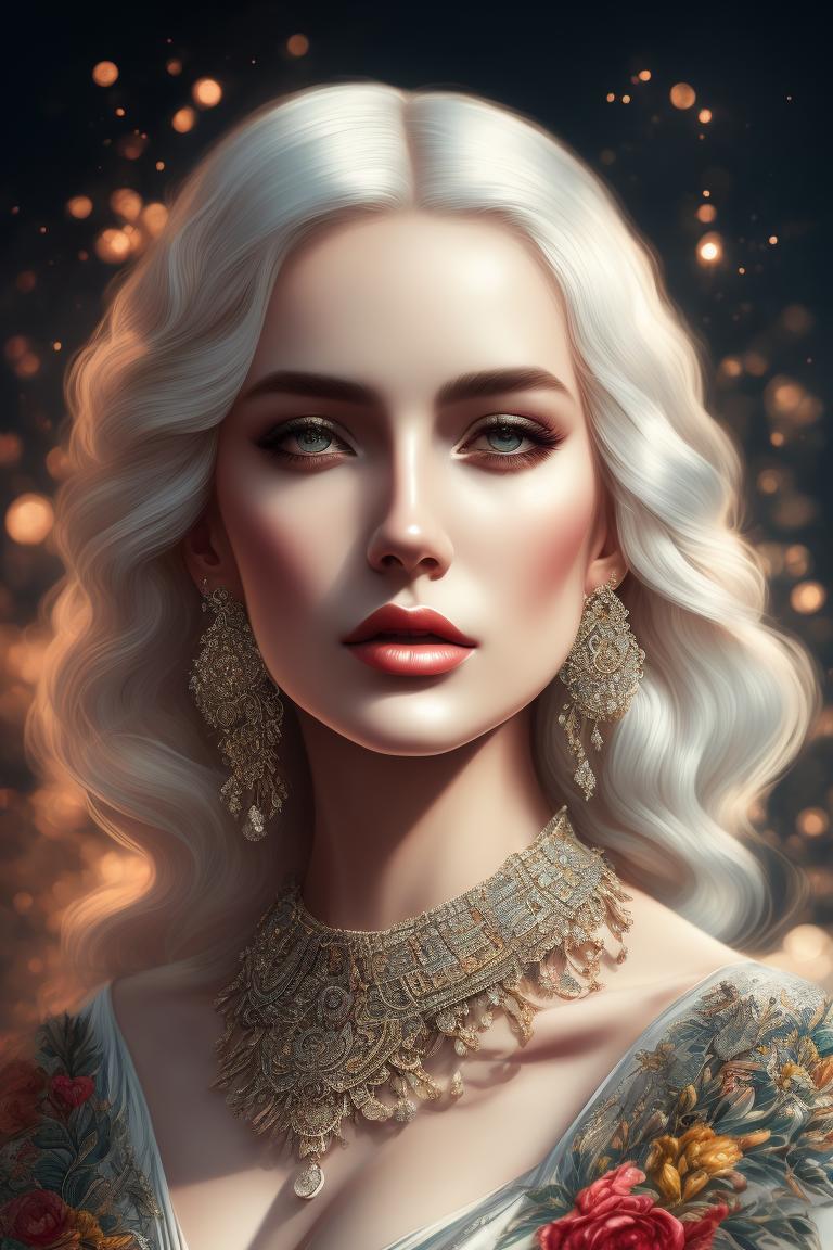Wink: woman, white hair, a large, richly decorated dress and hairstyle ...
