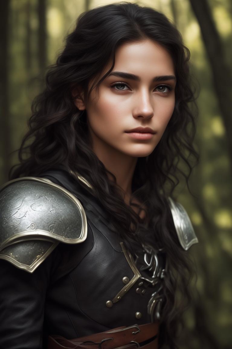 utilized-fly97: young woman, natural features, rogue with wavy black hair, grey eyes, olive skin ...