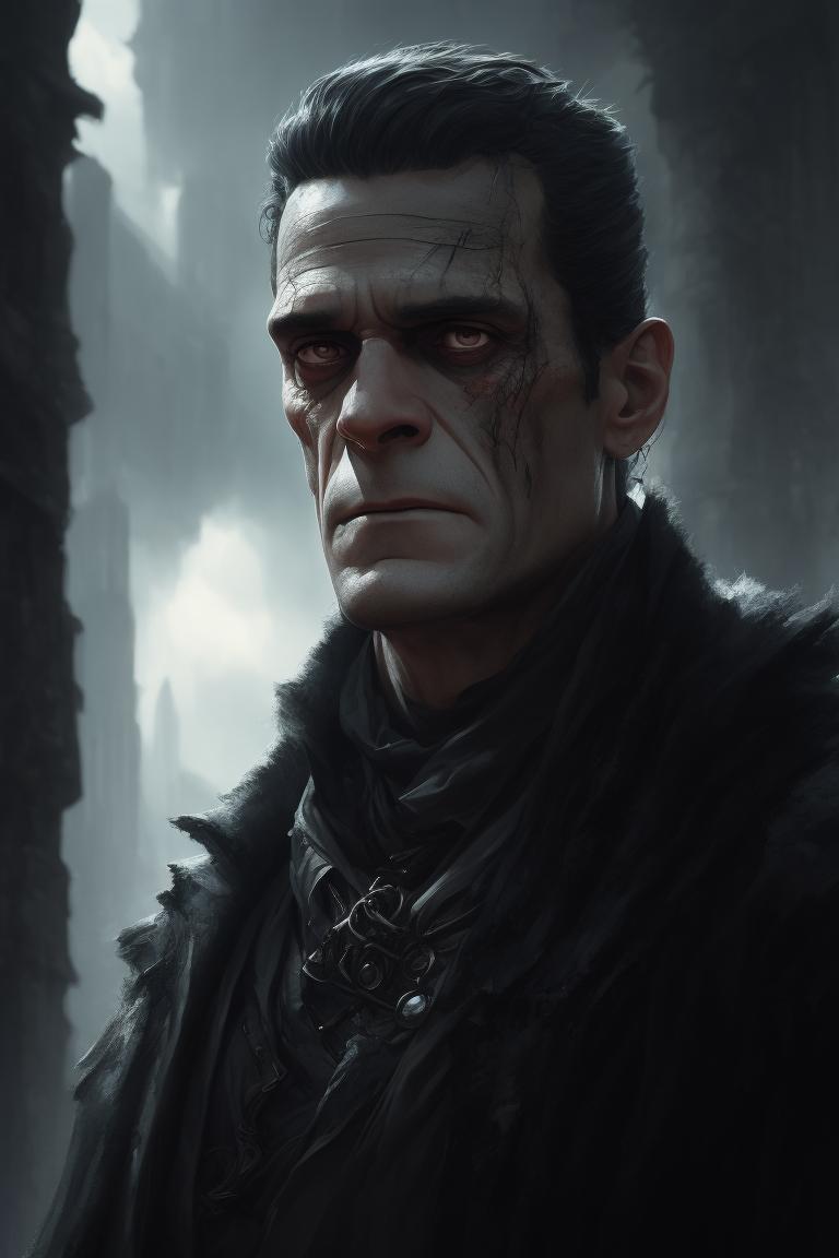 moral-turtle525: Frankenstein, facing the camera with determination in ...
