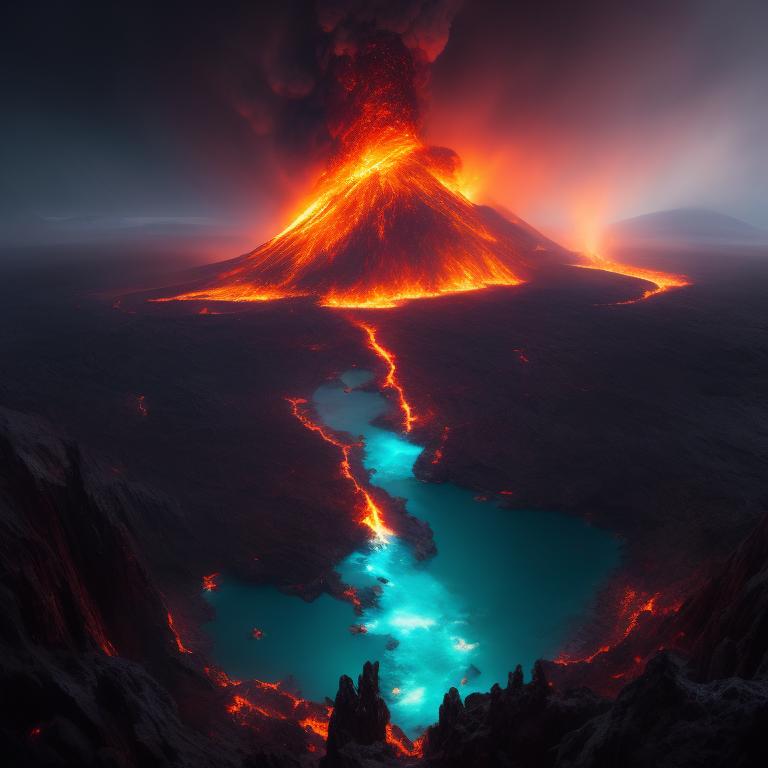 GeekGirl: Aerial view of lush island with a volcano spewing stars high ...