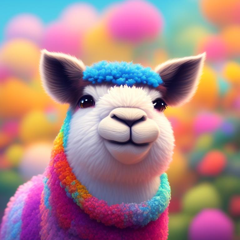 Trish318: A 3D sweet cheerful alpaca inspired by pixar animation style