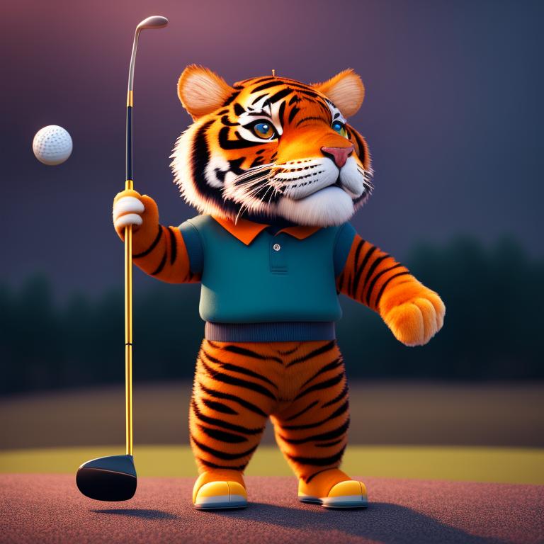 thick-bear45: a tiger who loves golf and travel. He's dressed in ...