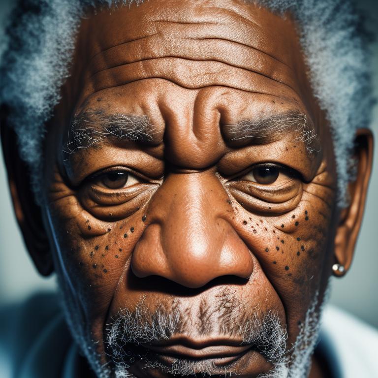 thiccFlair: Gritty realistic close-up Studio Portrait of Morgan Freeman
