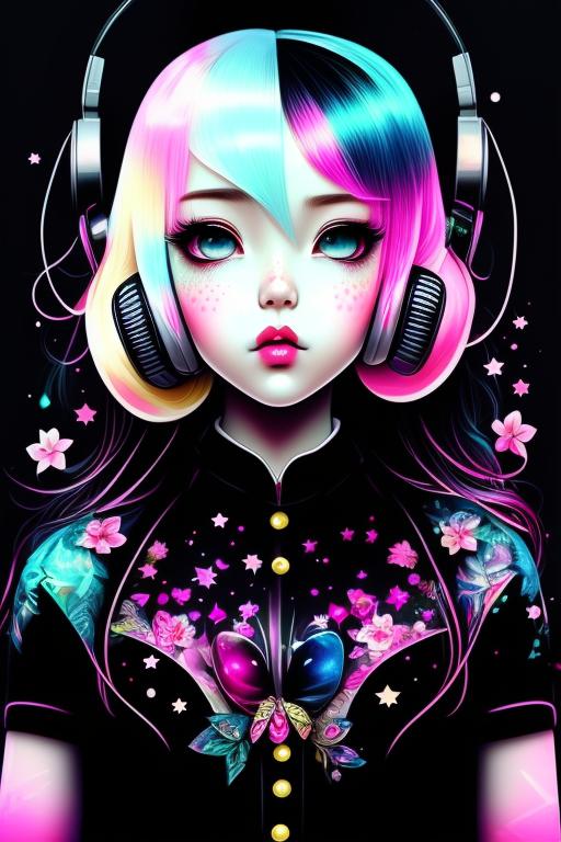 Jaya_Hess: Wearing headphones. Black. Minimal.