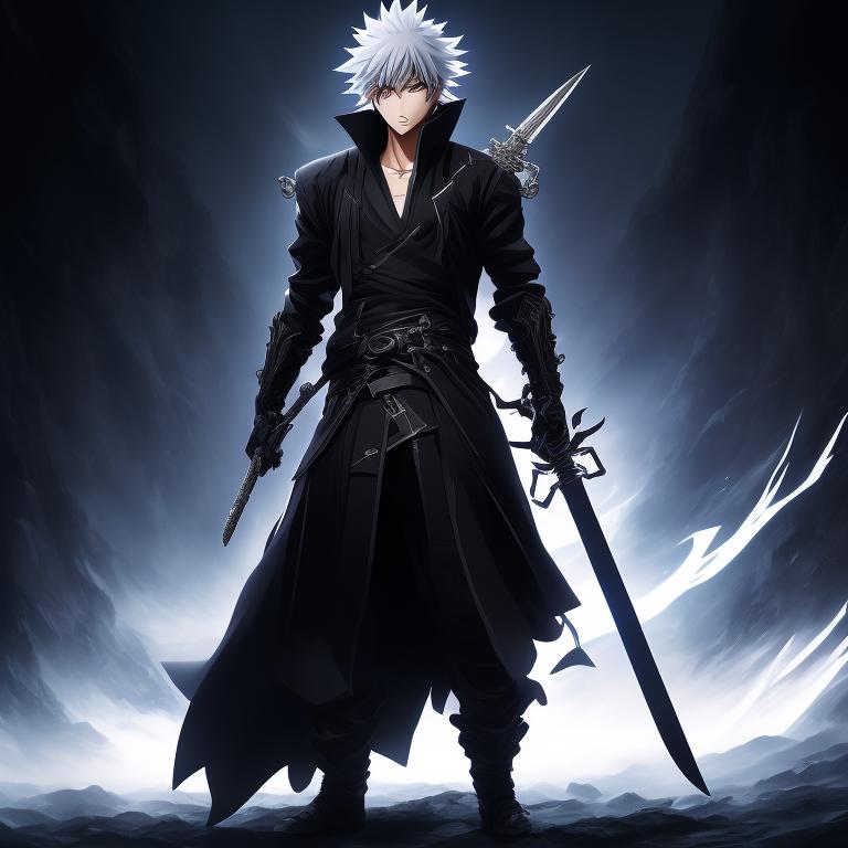 Anime Boy With White Hair And Sword