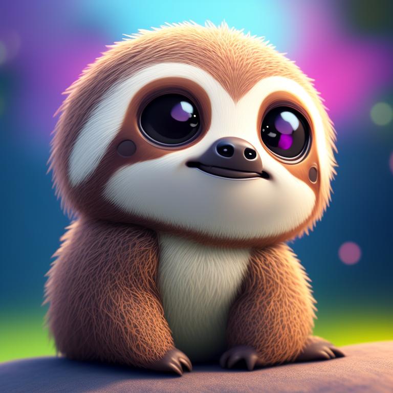 moodybrowneyes: super adorable small sloth rendered by pixar cartoon