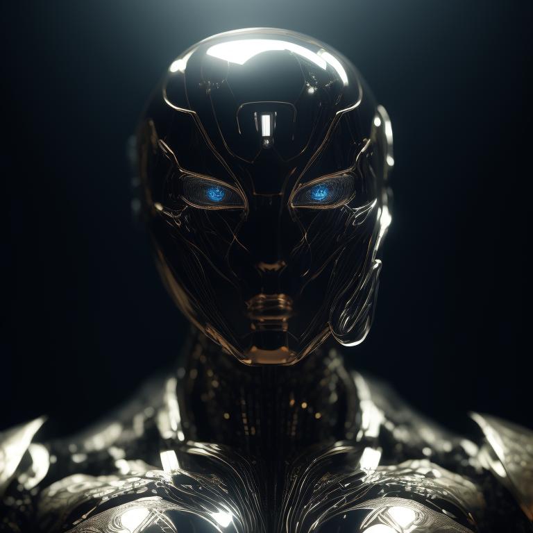 devoted-boar418: cyborg standing in profile, glass face mask, ultra ...