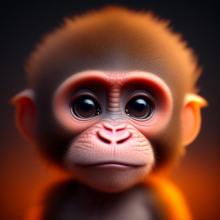 Cartoon Baby Monkey Face