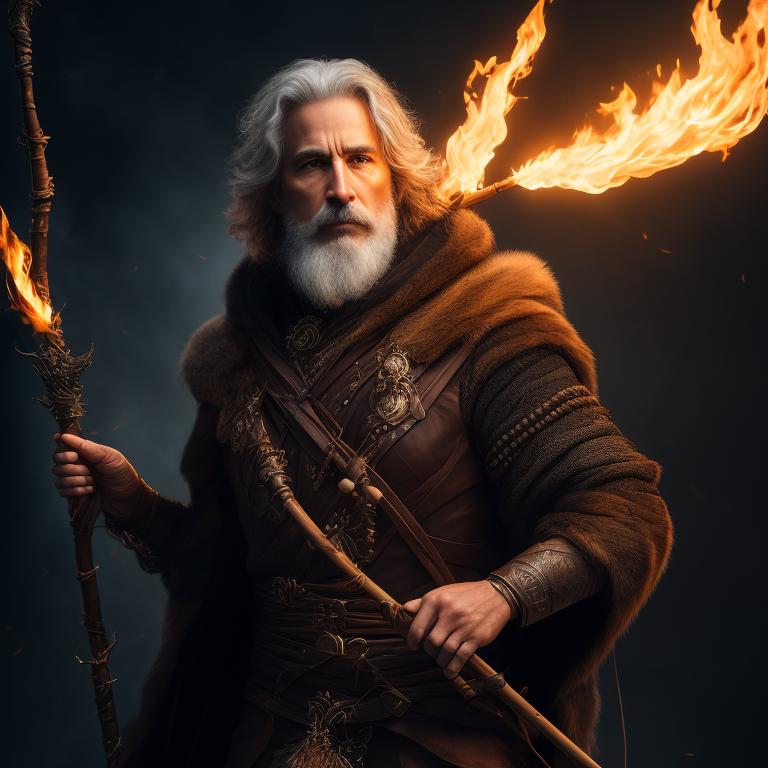 ProdigalMonk: a relaxed male middle aged druid in animal furs