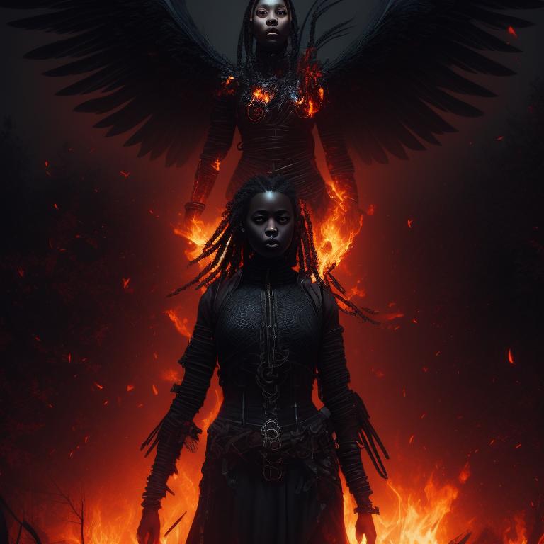 dental-tiger580: Black girl glowing eyes with fire behind her and ...