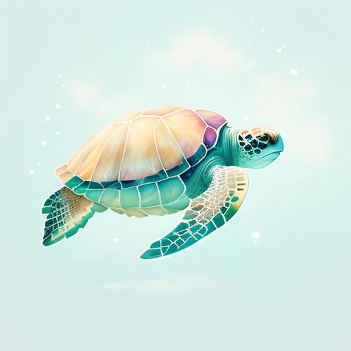 silent-eland254: Pastel Watercolor Peony sea turtle, white background ...