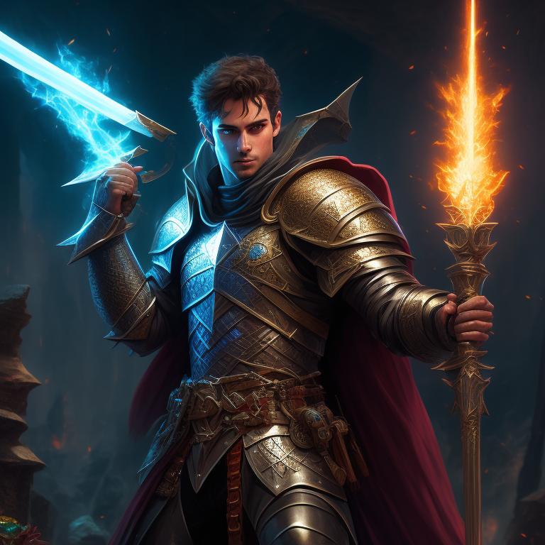 starry-mouse356: male knight, fighting, energy sword, detailed fantasy ...