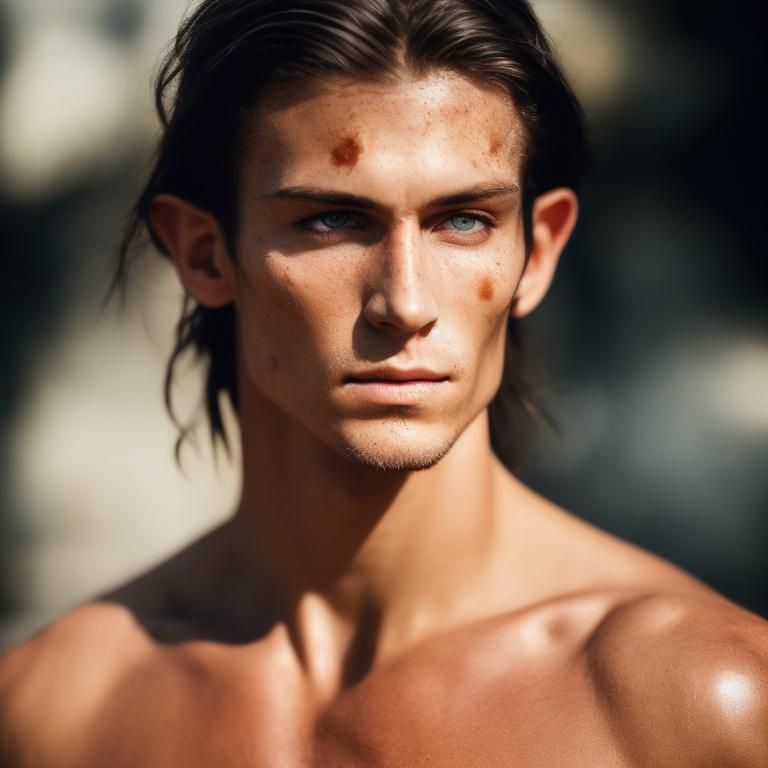 hard-hornet854: Scarred face. Elven male, tall, lean physique. Pale ...