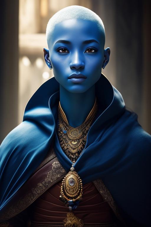 SilverEvermoore: a gorgeous ((blue skinned)) air genasi with a white ...
