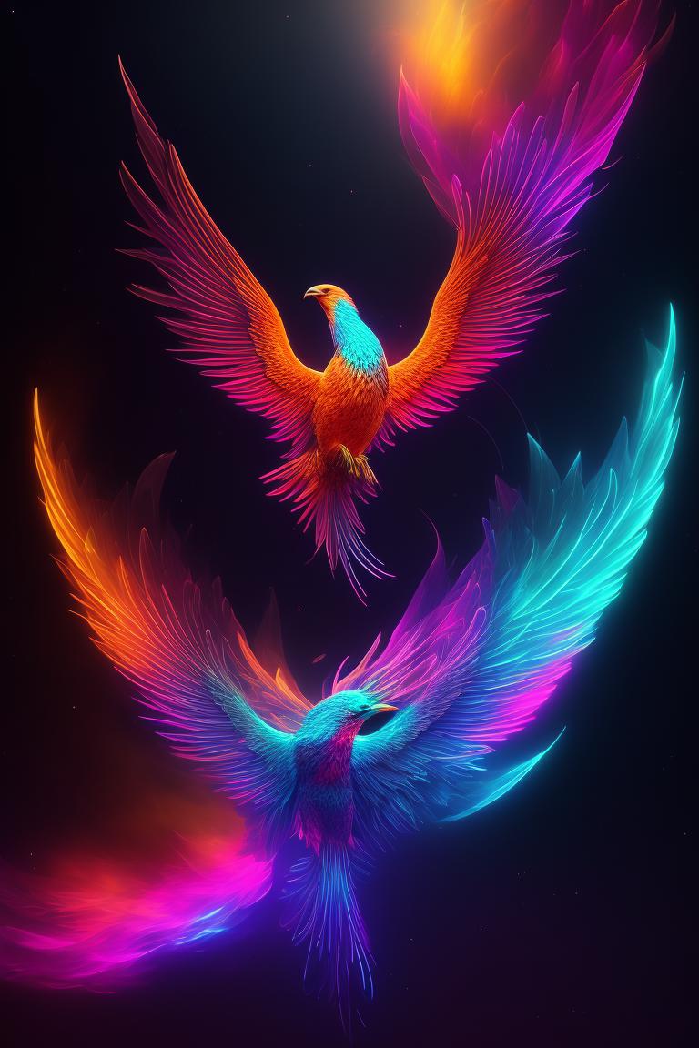 Blue And Red Phoenix Wallpaper