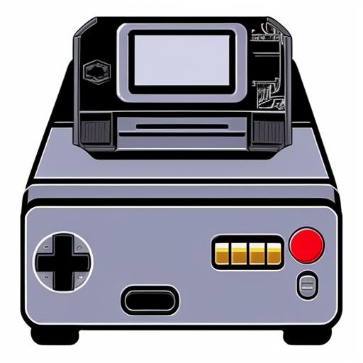 weepy-mule924: Old video game console, from a front perspective, with a ...