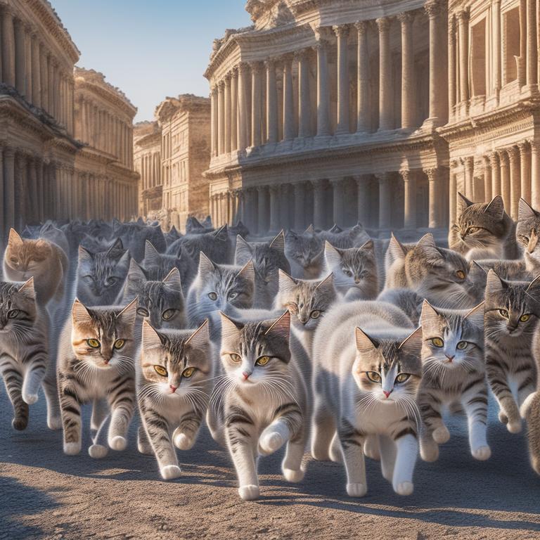 ProdigalMonk: Herd of cats running down an ancient Roman city street