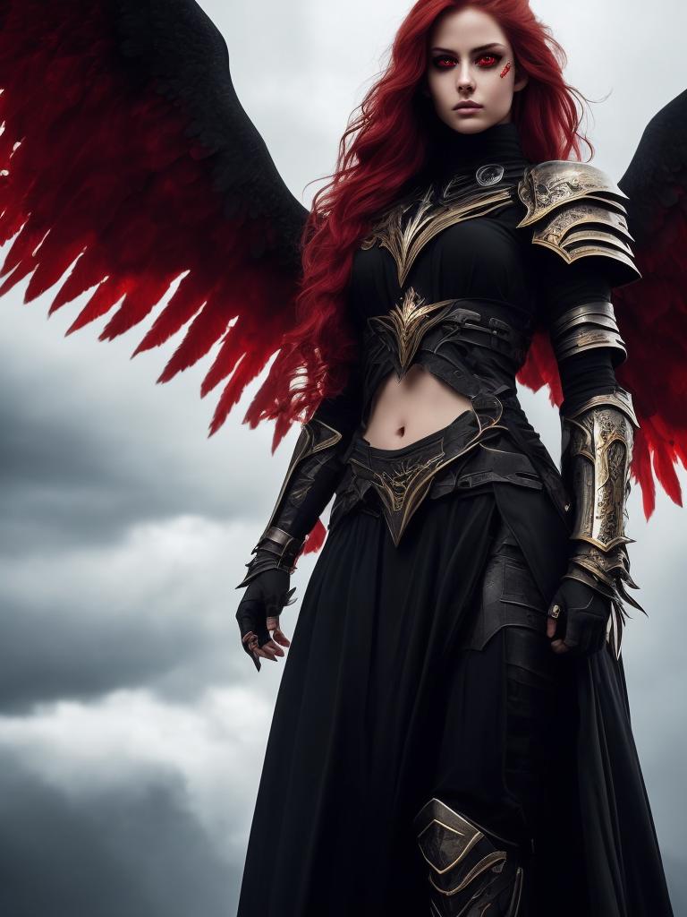 SilverEvermoore: a beautiful aasimar paladin with bright red hair and ...