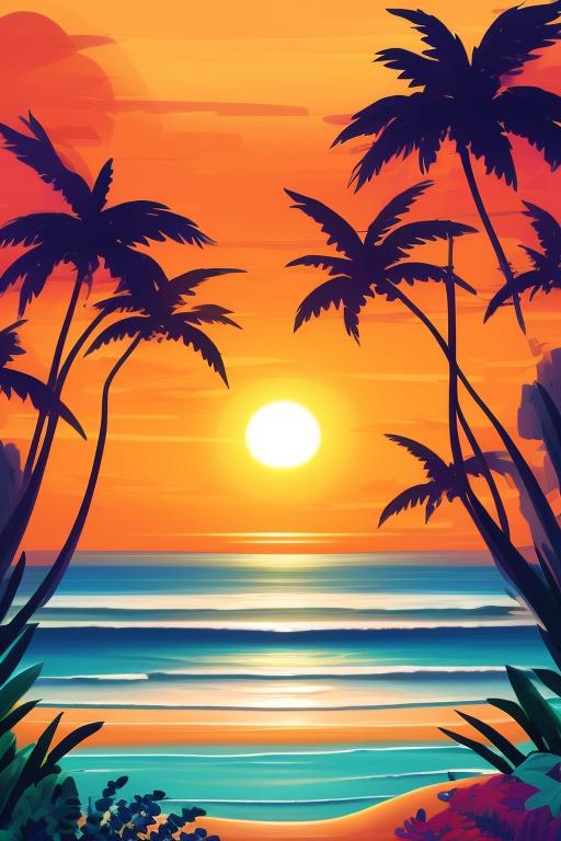 Easy Beach Sunset Drawing