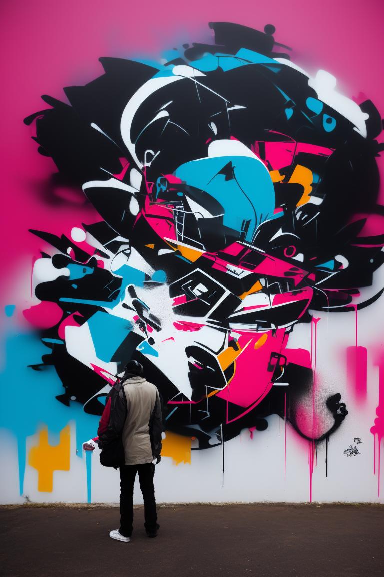 LOUVARY: um androide fazendo um grafiti escrito max