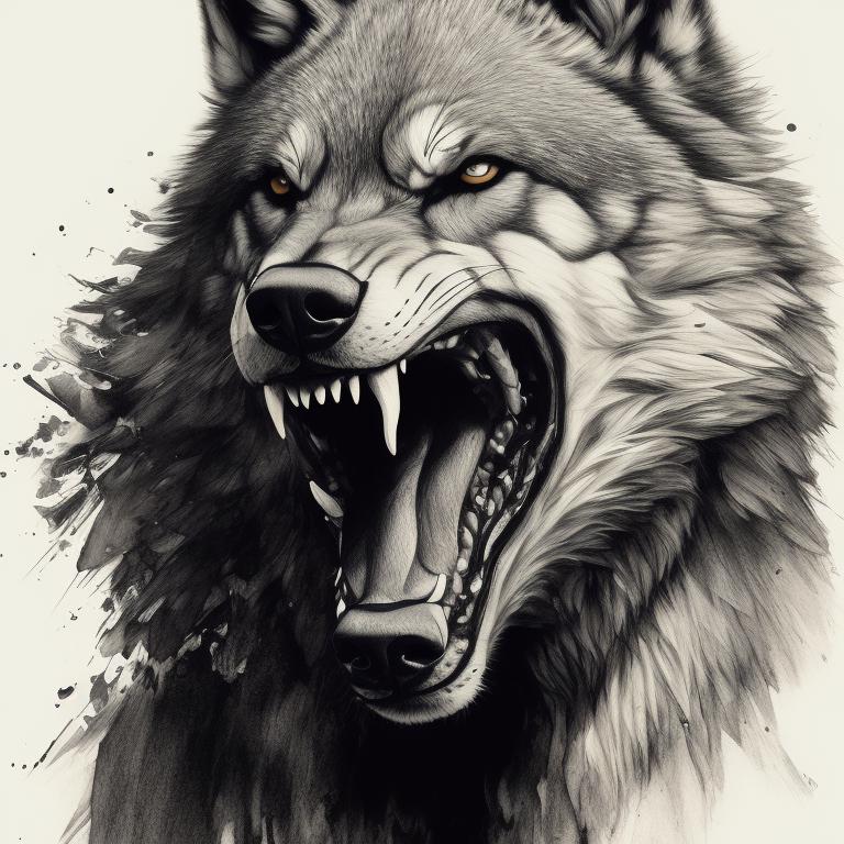 Angry Wolf Drawing