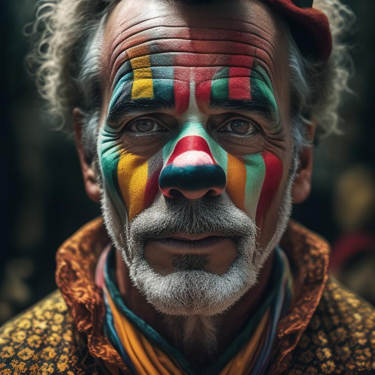 MarceloJaboo: multicolored happy clown a day in circus by samuel backett