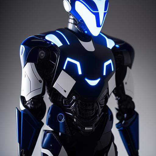 sad-crab887: Robot with white mask, neutral expression with blue led ...