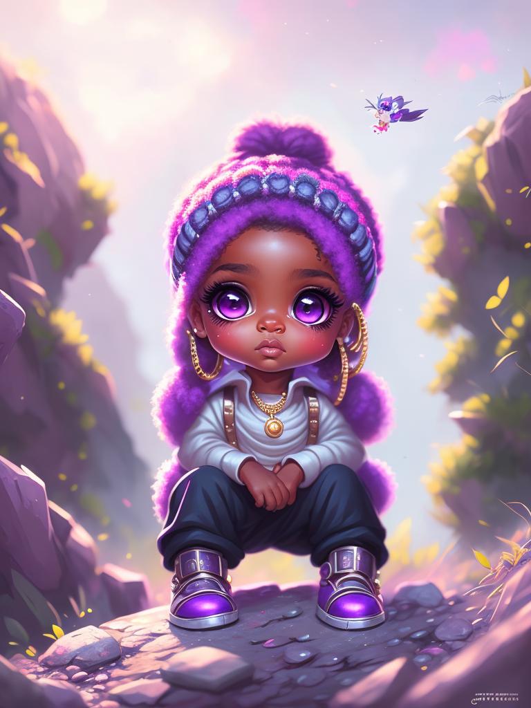 sasseycat1964: dark skin, sitting on a rock, black eye, toddler chibi ...