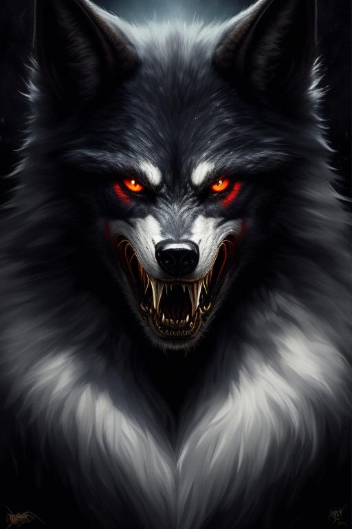 marabelleblue: werewolf with red eyes and large teeth