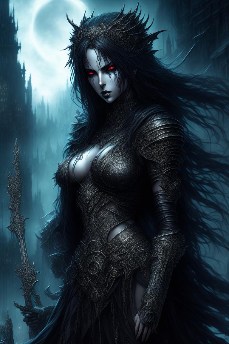 Aphelion: lich, desicated, bard, female, Fantasy, digital art